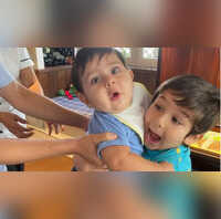 Kareena Kapoor Khan’s son Taimur Ali Khan tries to hold younger sibling ...