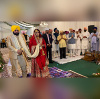 Punjab CM Bhagwant Mann looks dapper in ethnic, Dr Gurpreet Kaur shines in red lehenga in ...