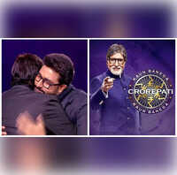 Son Abhishek Bachchan arrived on the stage of KBC 14 to surprise Amitabh Bachchan- केबीसी 14 के ...