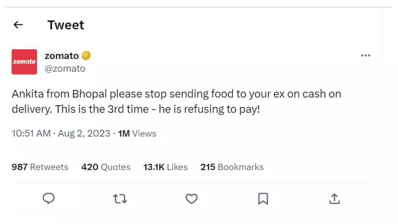 Zomato Hilariously Requests Ankita From Bhopal To Stop Ordering Food ...