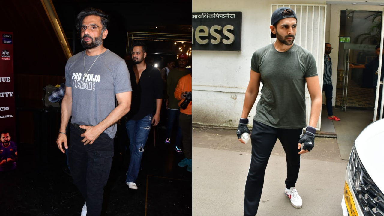 #ZoomIn: Suniel Shetty, Kartik Aaryan, Malaika Arora Get Papped In Style