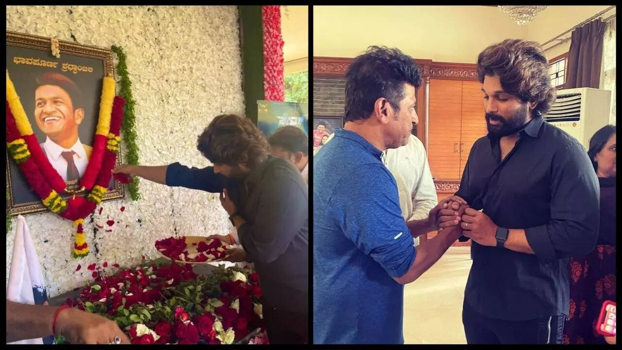 Allu Arjun Visits Puneeth Rajkumars House In Bangalore Pays Respect