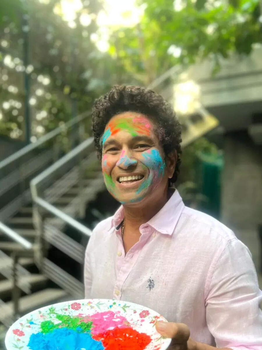 Colourful pics of Indian cricketers celebrating Holi | Times Now