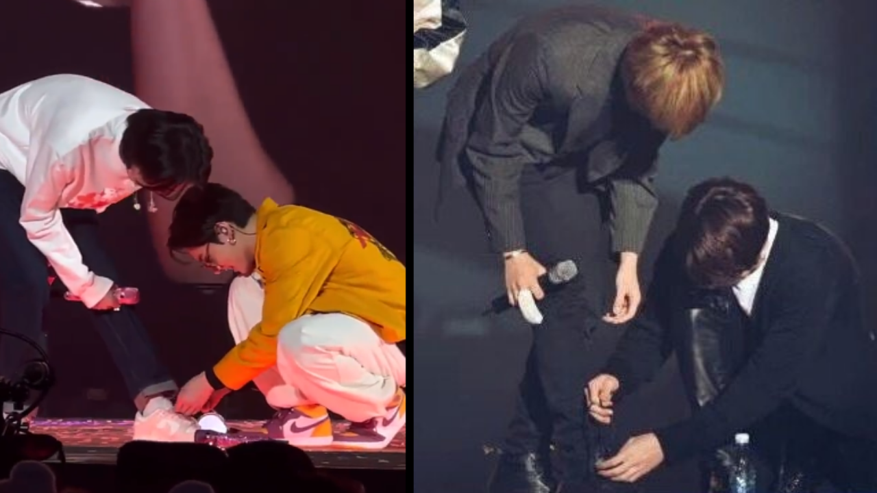 BTS' Jungkook ties an injured Jin's shoelaces on stage, but did you ...