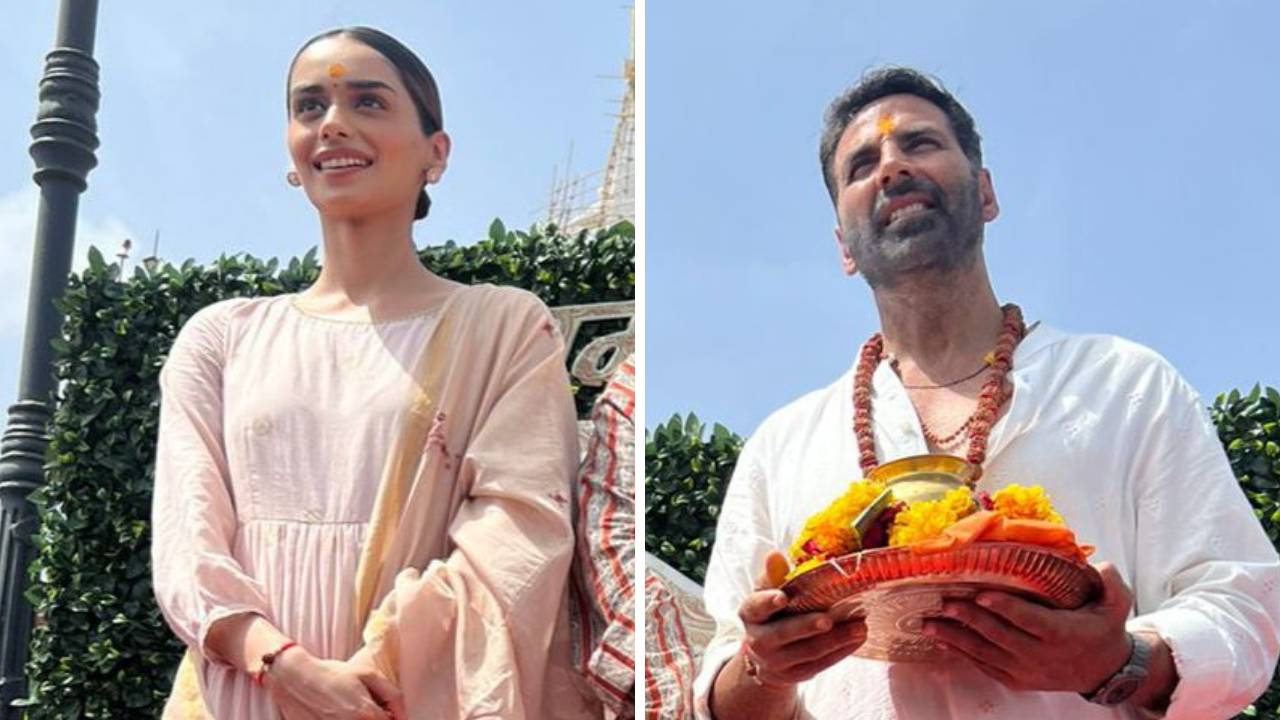 After Varanasi, Akshay Kumar, Manushi Chhillar reach Somnath temple to pay tribute to Samrat ...