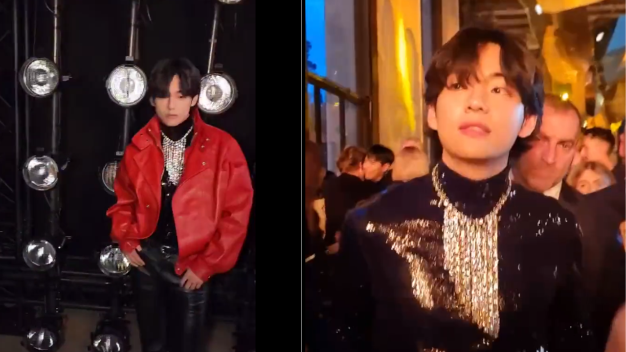 BTS' V mixes diamonds with leather for a dazzling Paris Fashion Week ...
