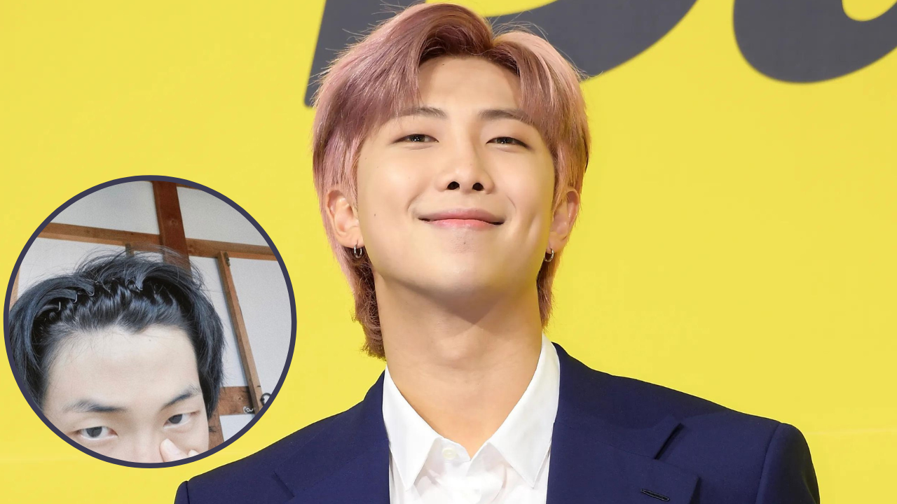 BTS' RM pushes his long hair back with a hairband and ARMY can't stop ...