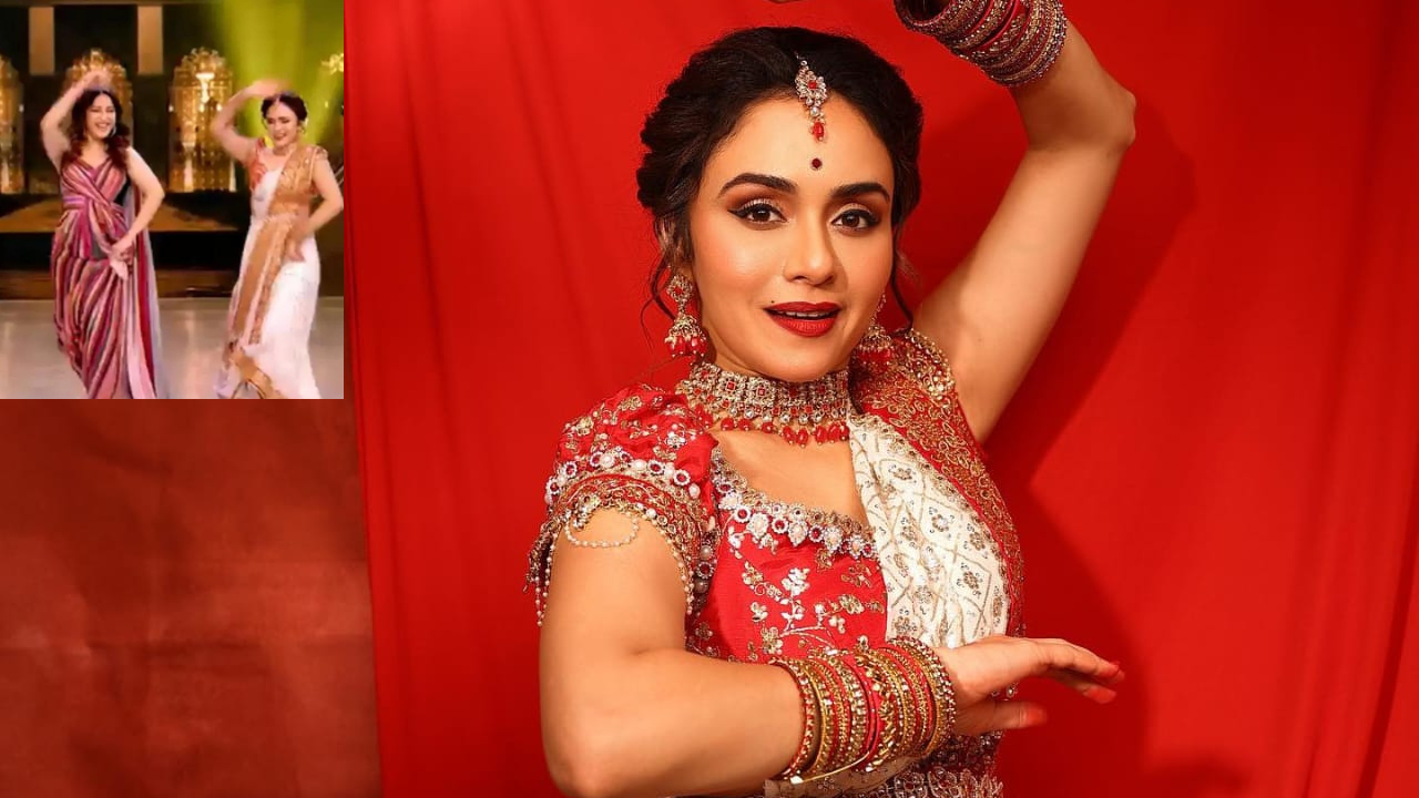 Madhuri Dixit joins Amruta Khanvilkar to groove on Dola Re Dola; latter ...