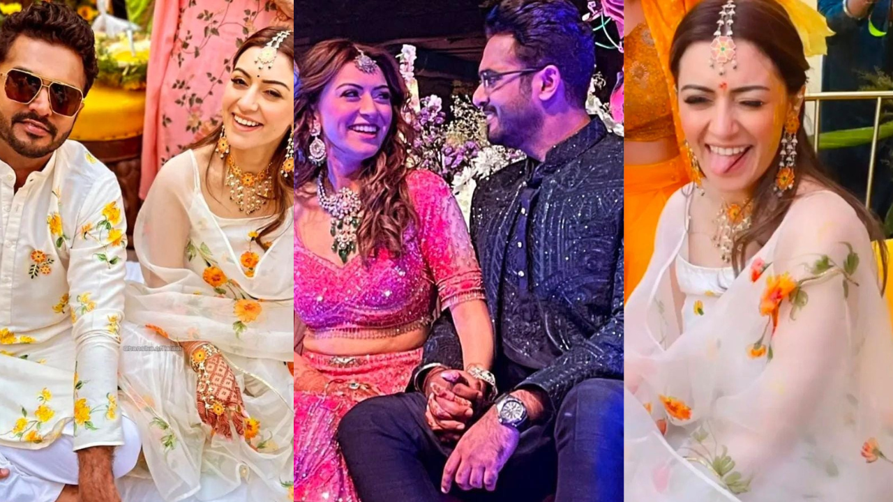 Hansika Motwani, Sohael Khaturiya look glam as they celebrate Haldi and ...