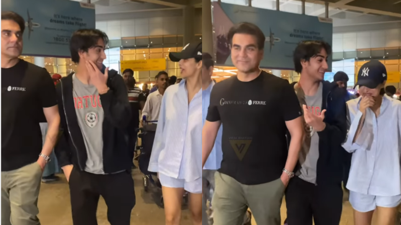 Malaika Arora and Arbaaz Khan hug son Arhaan as they receive him at ...