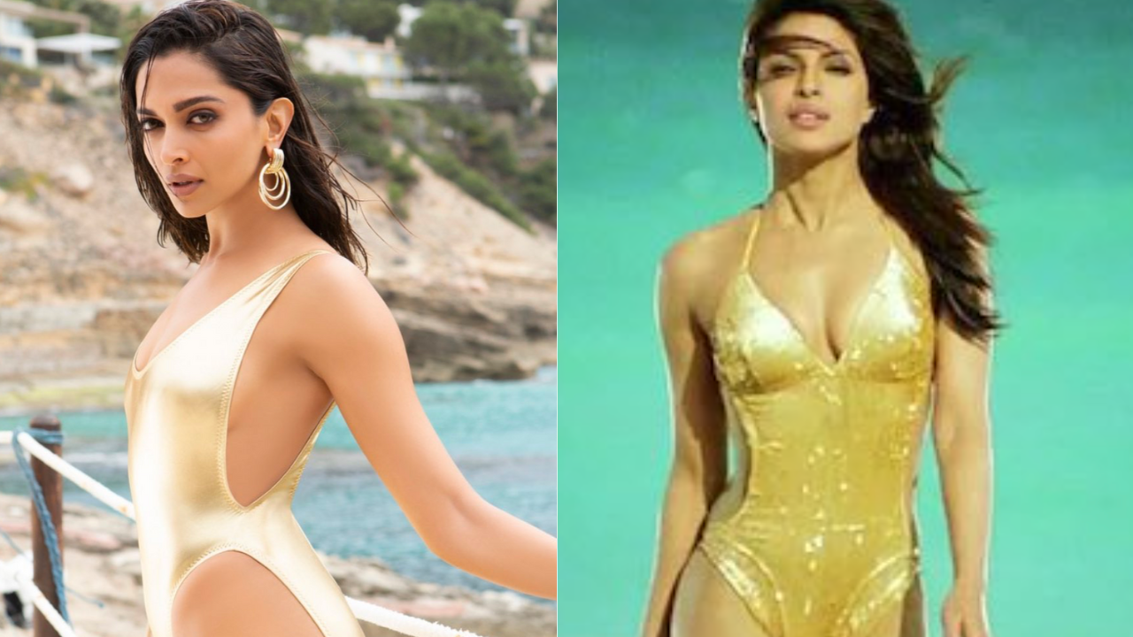 Deepika Padukone in golden monokini for Pathaan reminds netizens of Priyanka Chopra's iconic ...