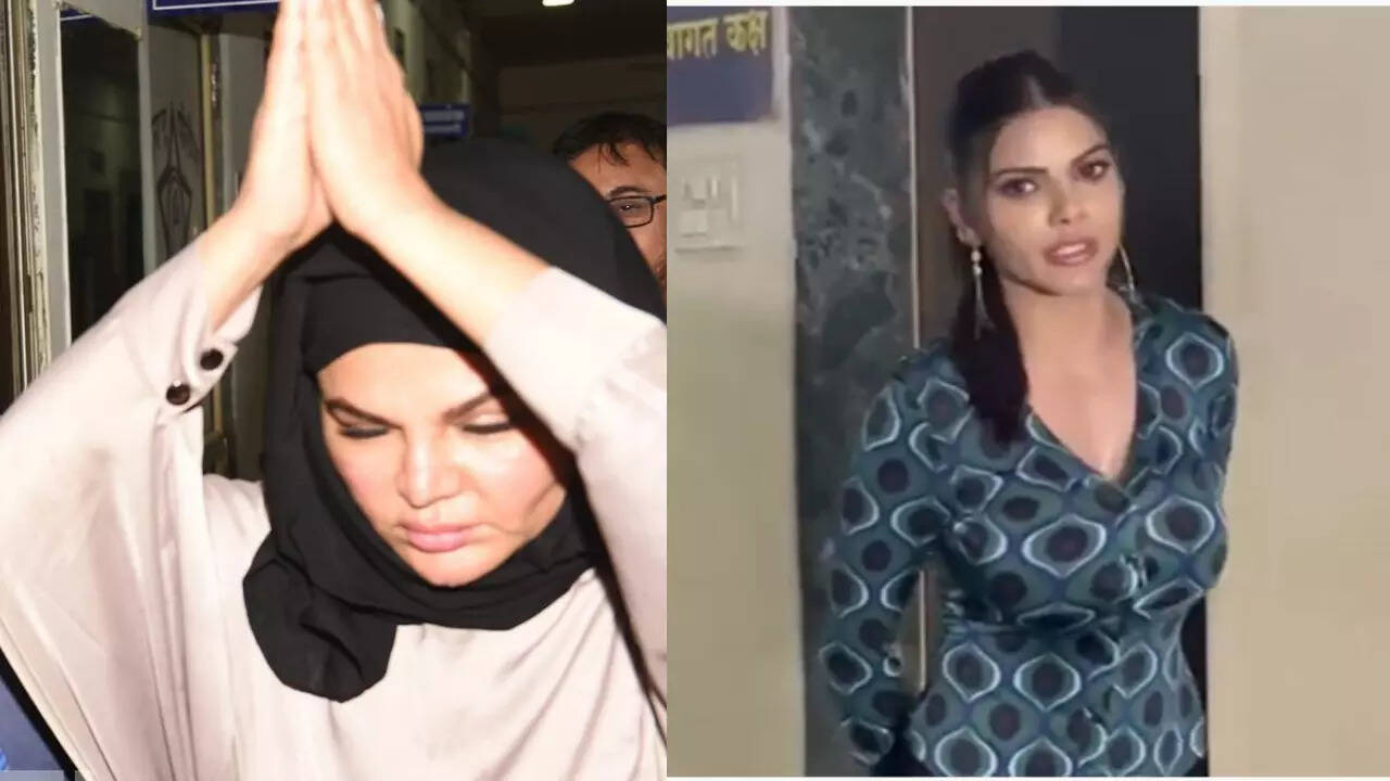 Rakhi Sawant, in hijab, exits police station after questioning in Sherlyn Chopra case, Telly ...