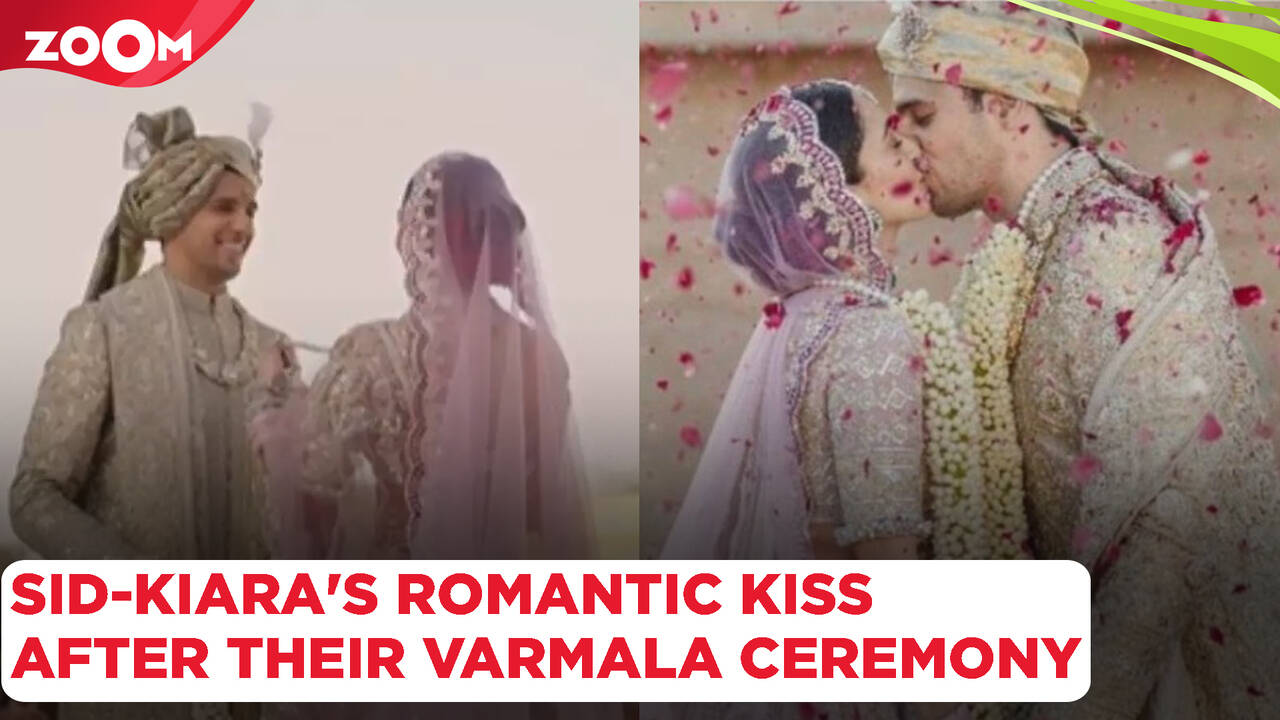 Sidharth Malhotra And Kiara Advani Kiss After Their Varmala Cermony In Their Romantic Wedding